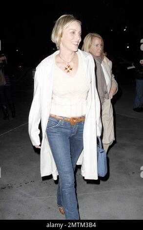 Sharon Stone attends the LA Lakers vs. LA Clippers game with a friend ...
