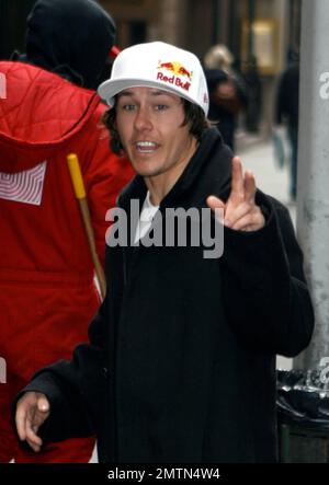 Professional skier Simon Dumont enjoys the brisk New York air while he ...