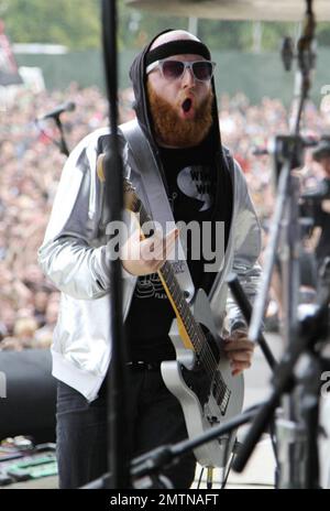 Mikey Demus of the Welsh rock reggae metal band Skindred performs live ...
