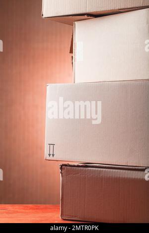 cardboard boxes used, open and unpack shipments Stock Photo - Alamy