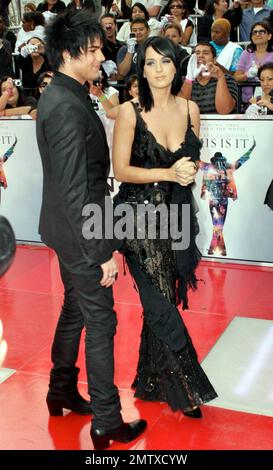 Katy Perry and Adam Lambert arrive for the world premiere of Michael ...