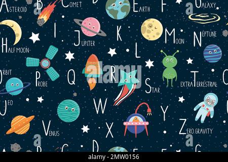 Cartoon space letter L. English ABC, font typeface letter vector ...