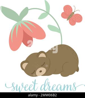 SLEEPING BEAR CLIP ART Forest Animal In Sleeping Cap On Pillow Good ...