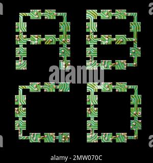 Illustration of Printed Circuit Board alphabet - letters E-H Stock ...