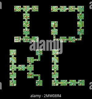 Illustration of Printed Circuit Board alphabet - letters A-D Stock ...