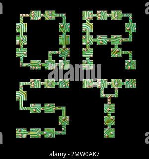 Illustration of Printed Circuit Board alphabet - letters E-H Stock ...