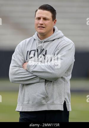 Iowa offensive coordinator Brian Ferentz stands on the sideline before ...