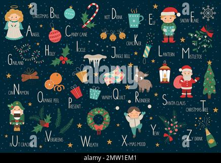 Christmas and New Year preschool ABC tracing worksheet. Simple ...