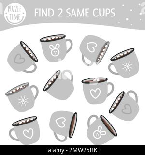 Matching game with cacao cups and marshmallow. Winter math activity for ...