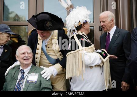 Dean Malissa, portraying George Washington stands in view of ...