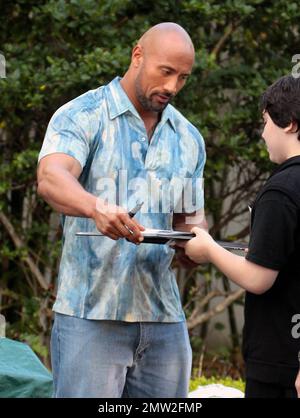 The Rock (aka Dwayne Johnson) and Mark Wahlberg film scenes on location ...