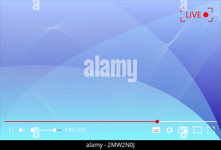 Multimedia video player with blue wavy background, live streaming cover ...