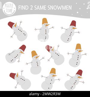 Christmas matching game with snowman. Winter math activity for ...
