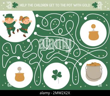 Saint Patrick’s Day maze for children. Preschool Irish holiday activity ...