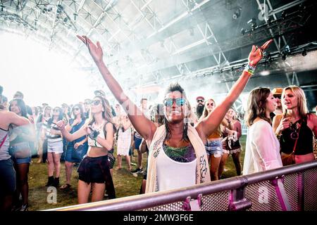 Festival goers seen at Coachella Music & Arts Festival at the Empire ...
