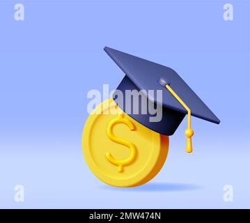 3D Graduation Cap and Gold Coin Stock Vector Image & Art - Alamy