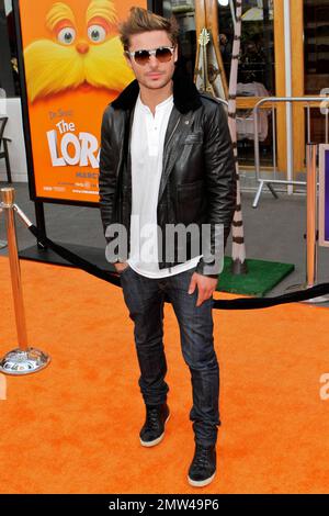 Zac Effron at the "Lorax" Premiere held at Universal Studios. Los ...