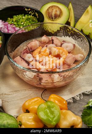 Shrimp broth dish with vegetable side dish to prepare Stock Photo - Alamy