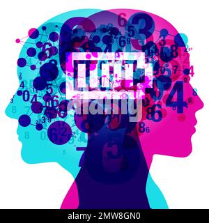 2 figure back-to-back side silhouette overlaid with blending semi ...