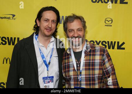 Judd Apatow, left, and Michael Bonfiglio, right, attend the premiere of ...
