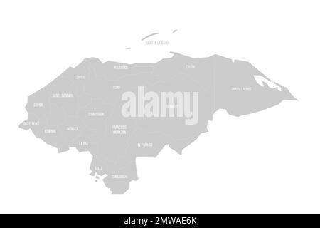 Honduras political map of administrative divisions - departments. Blank ...