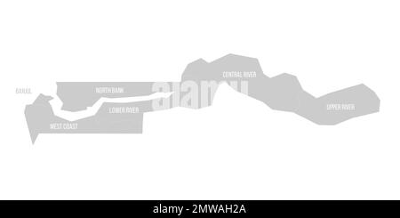 The Gambia political map of administrative divisions - regions and city ...