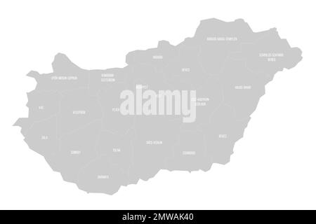 Hungary political map of administrative divisions - counties and ...