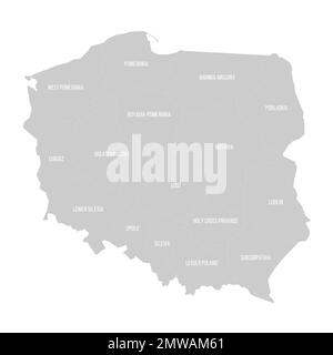 Poland political map of administrative divisions - voivodeships. 3D ...