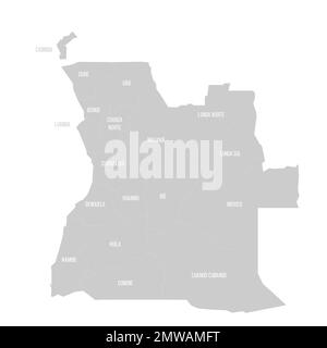 Angola political map of administrative divisions - provinces. Colorful ...