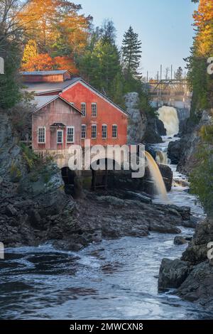 The falls and power plant with fall foliage color at St. George, New ...