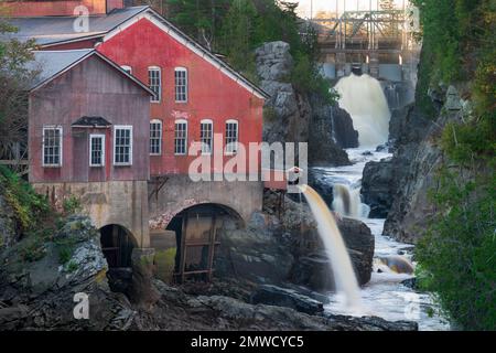 The falls and power plant with fall foliage color at St. George, New ...