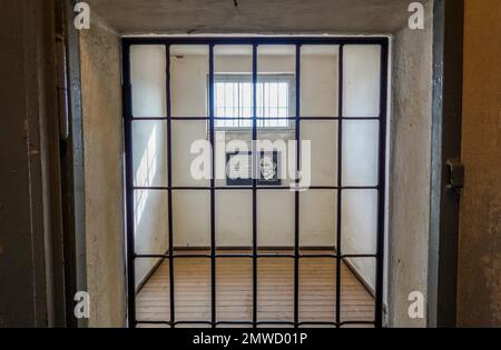 Cell Pastor Martin Niemoeller, camp prison cell building, Sachsenhausen ...