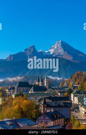 Collegiate church with double tower and parish church, Berchtesgaden ...