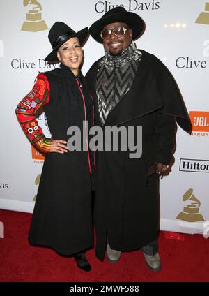 Carlon Thompson-Clinton, left, and George Clinton attend the Clive ...