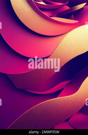 Gold and magenta wavy shapes abstract background. Decorative vertical ...