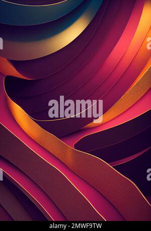 Gold and magenta wavy shapes abstract background. Decorative vertical ...