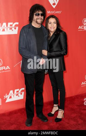 Jeff Lynne, left, and Camelia Kath attend the 52nd annual Songwriters ...