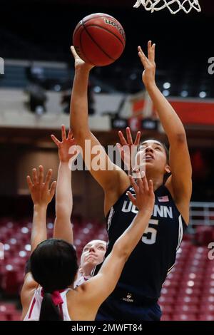 Connecticut's Gabby Williams, right, shoots over Baylor's Beatrice ...
