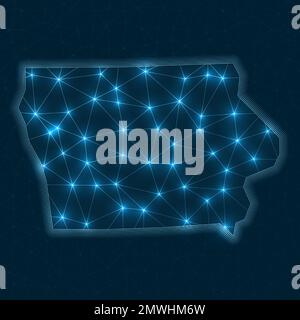 Network map of Iowa. us state digital connections map. Technology ...