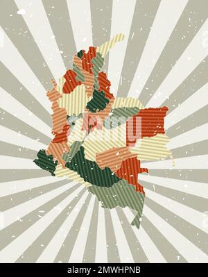 Colombia map. Poster with map of the country in retro color palette ...