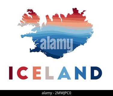 Iceland MAP in Blue, Country Border, Iceland Map, Border line of ...