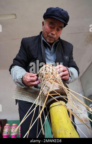 BINZHOU, CHINA - FEBRUARY 1, 2023 - Craftsman Zhang Hongbin makes hand ...