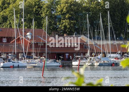 The white ships on the surface of the Gota Canal in Motala, Borenshult ...
