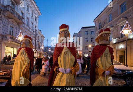 Lithuanians dressed as the Three Kings parade during the Epiphany Day ...