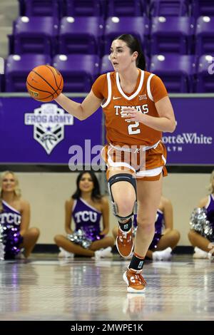Texas guard Shaylee Gonzales (2) plays in the first half against TCU ...