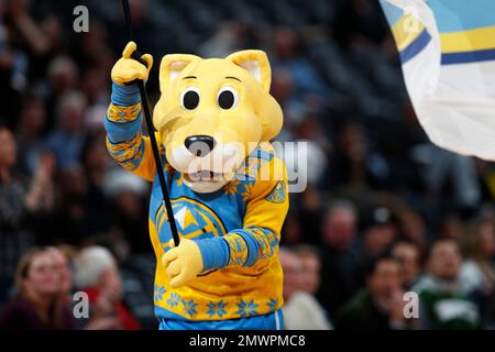 Denver Nuggets mascot Rocky the mountain lion in the first inning of a ...