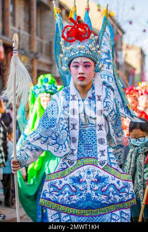 Traditional Shehuo parade was held in Xun County, Hebi City, central ...