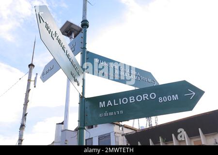 Malioboro street signs at Yogyakarta Monument (Indonesian: Tugu ...