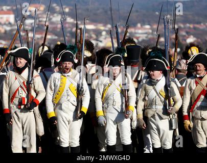 Battle of Austerlitz (Slavkov), 211th anniversary, soldiers, horses ...