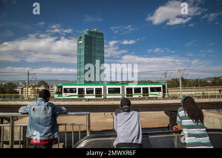 ETHIOPIA , Addis Ababa, LRT Light rail transport, green line, build by ...